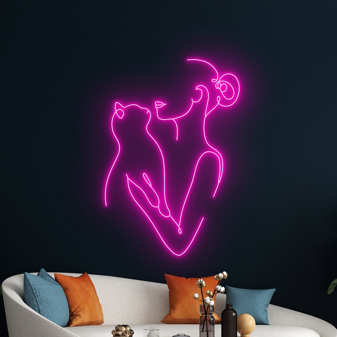 Cat Girl Led Sign, Cat Woman Led Light, Cat Lady Neon Sign, Cat Neon ...