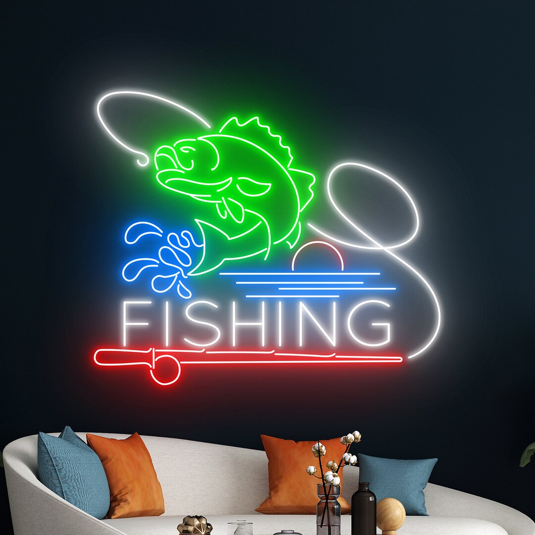 Fishing Neon Sign, Fishing Neon Light, Fisher Led Light, Fisherman Neon ...