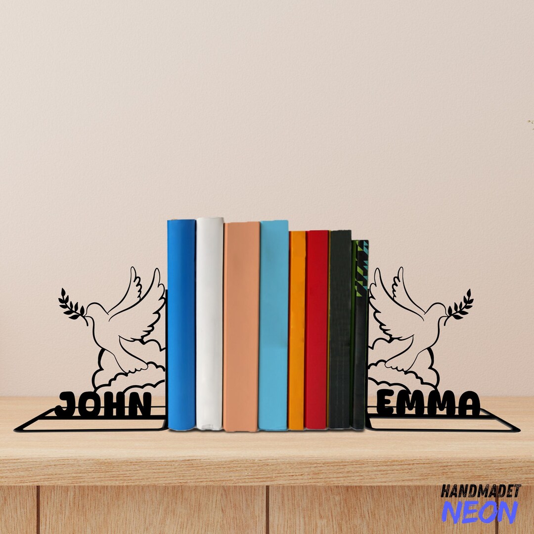 Custom Dove Metal Bookends, Dove Bird Name Bookend, Dove Bird Table ...