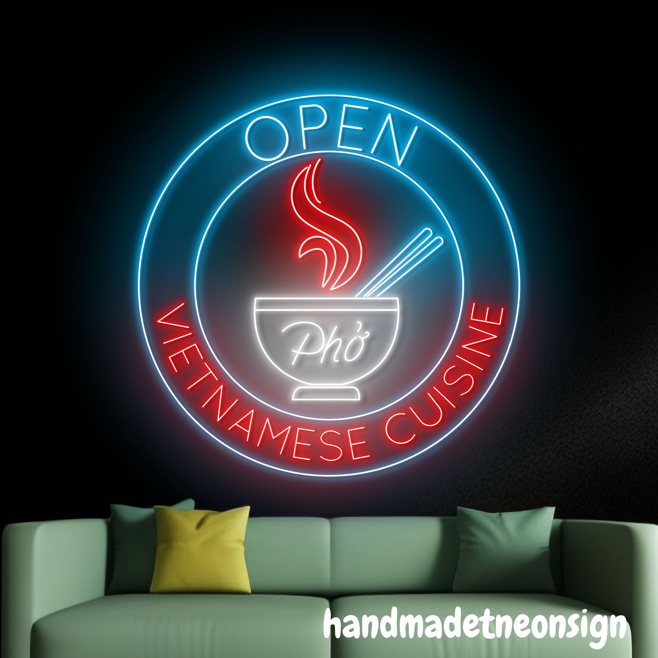 Open Pho Neon Sign, Vietnamese Cuisine Led Sign, Pho Bowl Neon Light ...