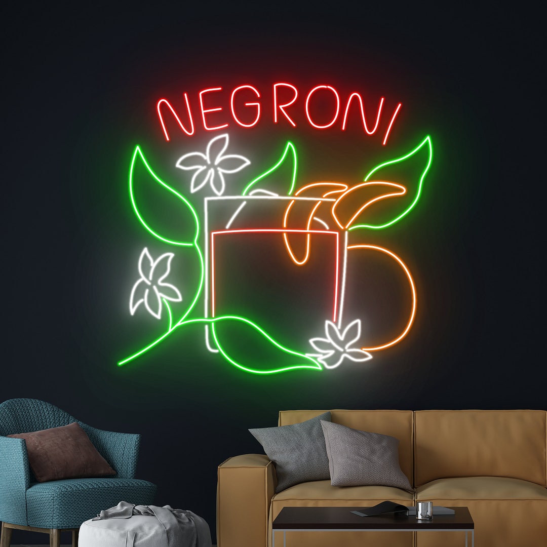 Negroni Led Sign, Negroni Neon Light, Negroni Glass Neon Sign, Negroni ...
