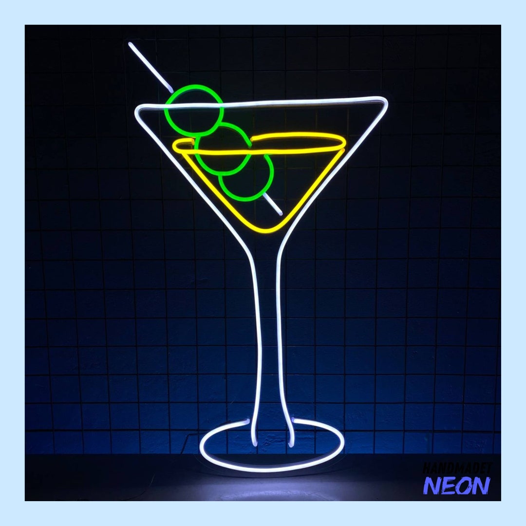 Martini Cocktails Neon Sign, Martini Glass Led Sign, Cocktail Martini ...
