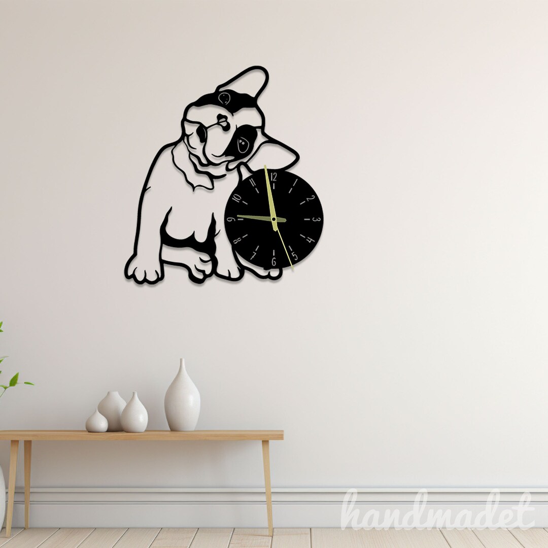 Custom Bulldog Wall Clock Unique, Pet Year Date Round Wall Clock, Text ...