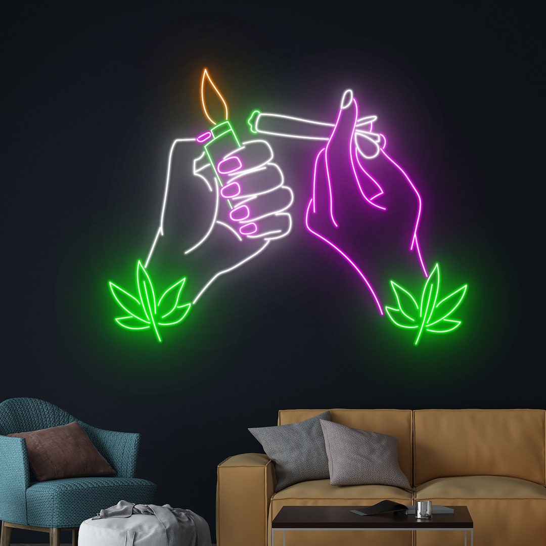 Weed Neon Sign, Weed Leaf Neon Light, Weed Leaves Led Light, Smoke Led Sign, Smoking Room Wall ...