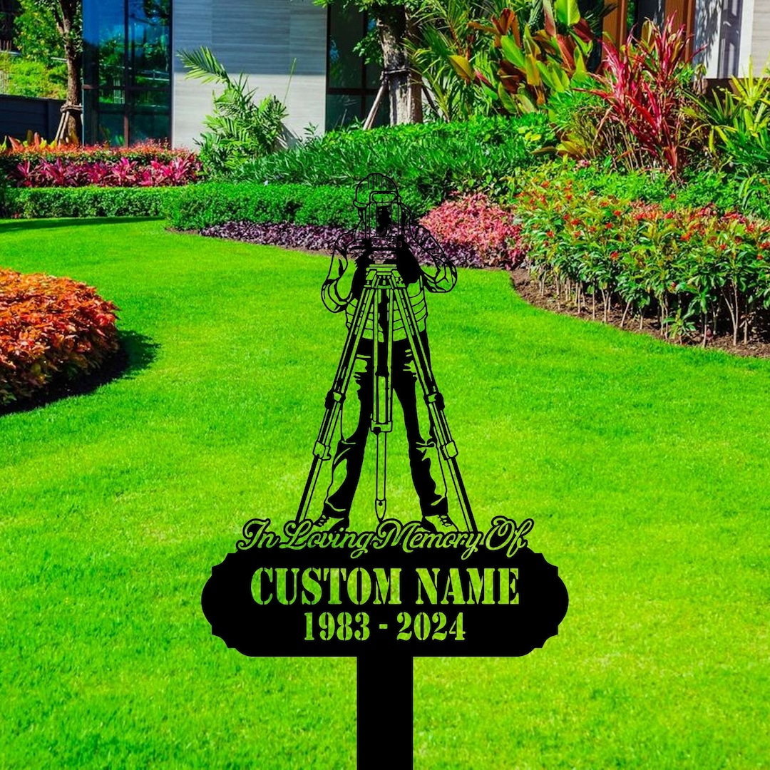 Custom Outdoor Land Surveyor Metal Sign With Stakes Personalized ...