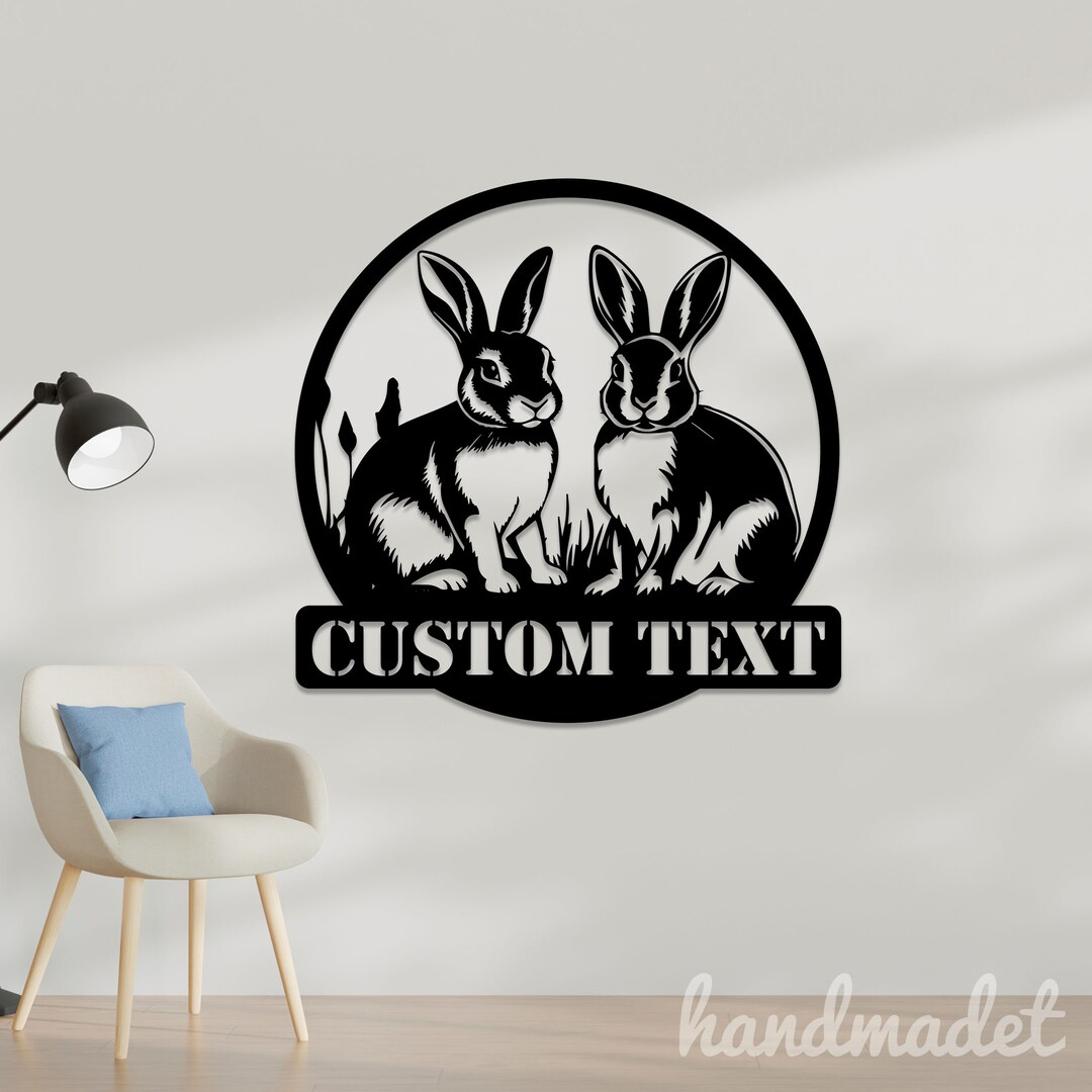 Personalized Rabbit Metal Wall Sign, Rabbit Metal Wall Light, Custom ...