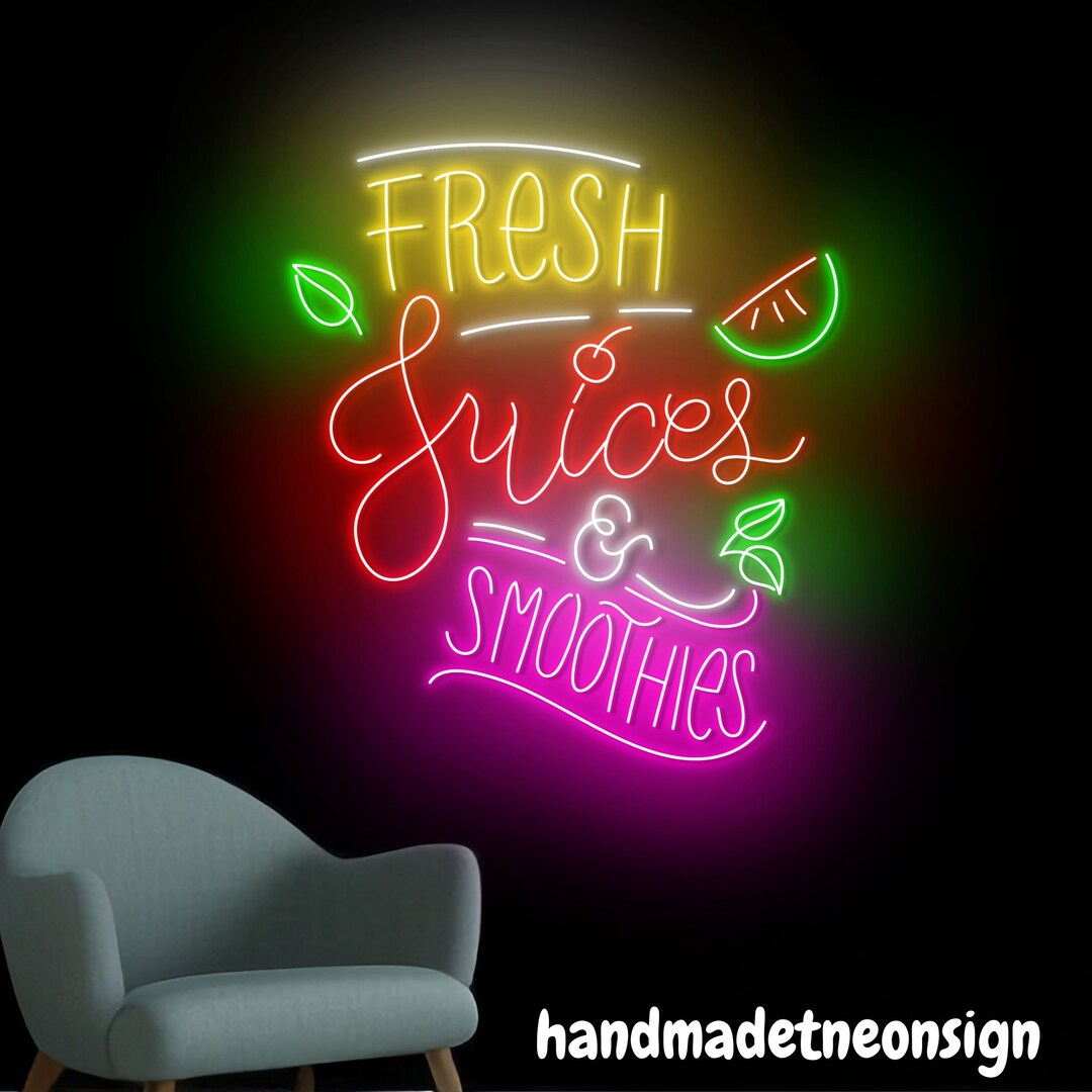 Fresh Juices & Smoothies Neon Sign, Juice Led Sign, Smoothie Neon Light ...