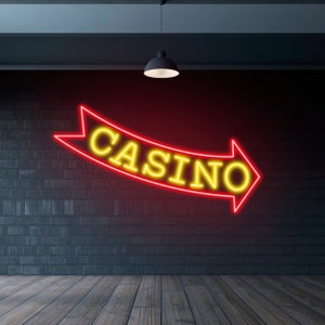 Casino Neon Sign, Casino Club Led Light, Coins Decor, Game Icons for ...