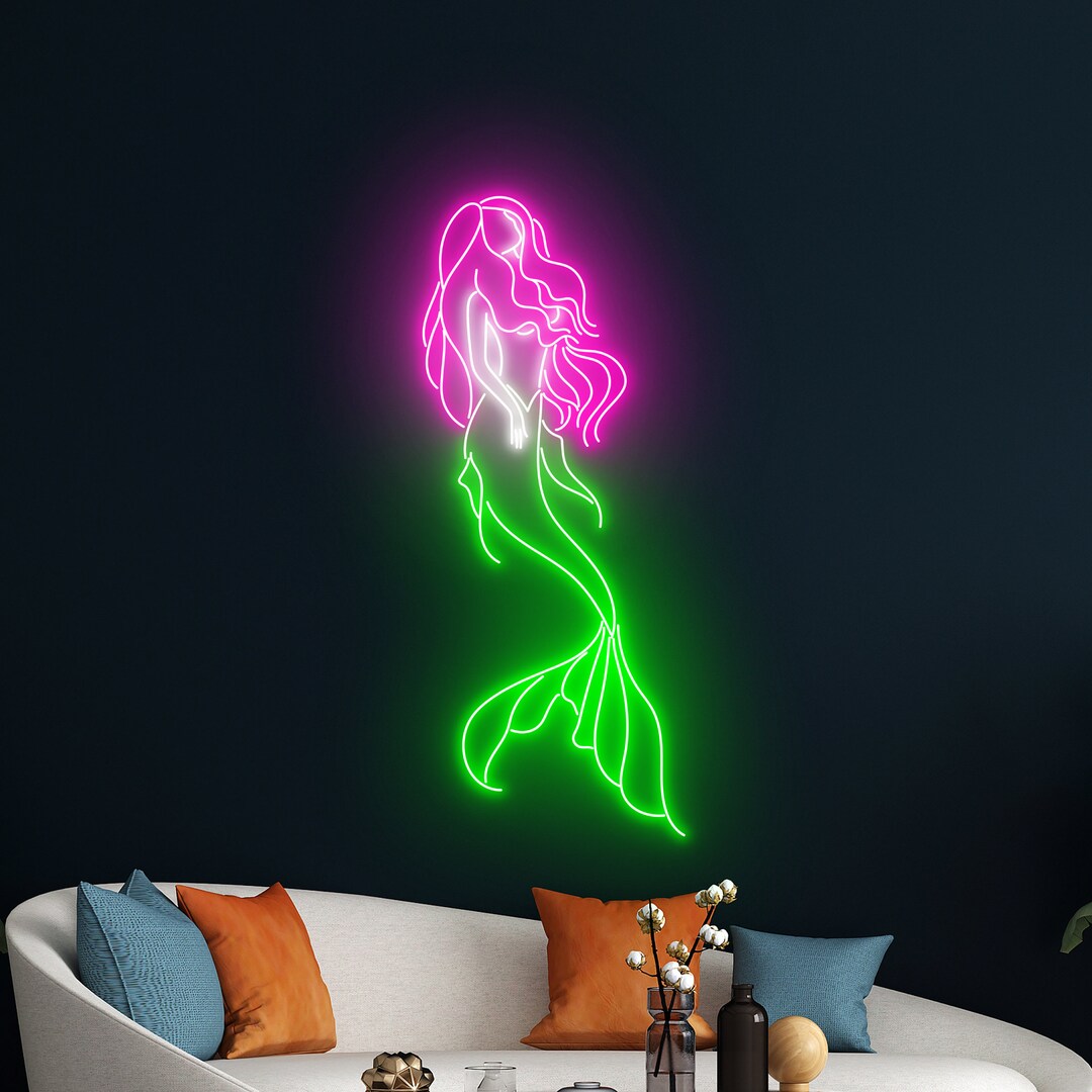 Mermaid Neon Sign, Mermaid Girl Led Sign, Mermaid Lady Neon Light ...