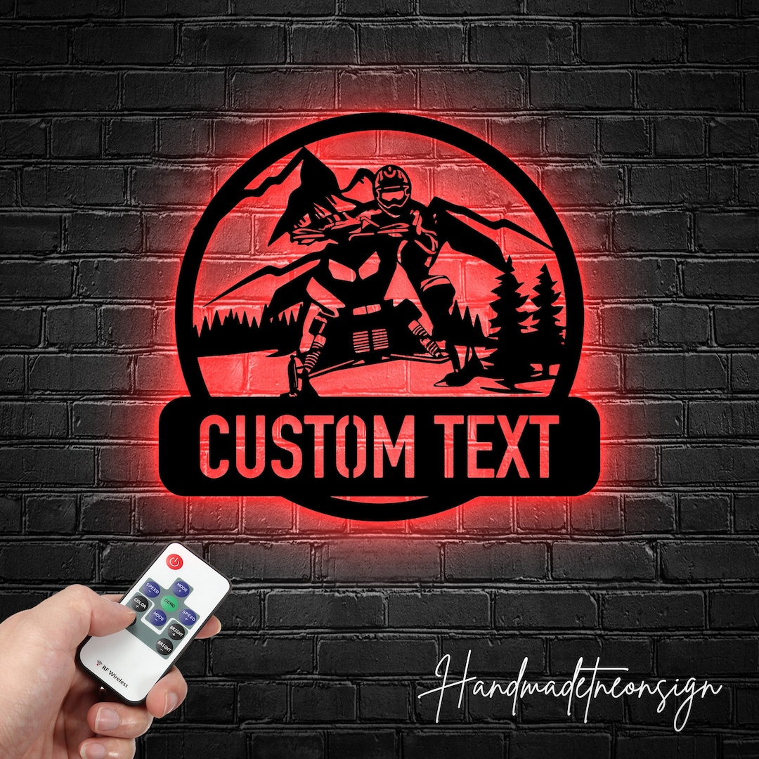 Custom Snowmobile Rider Metal Wall Art LED Light - Personalized ...