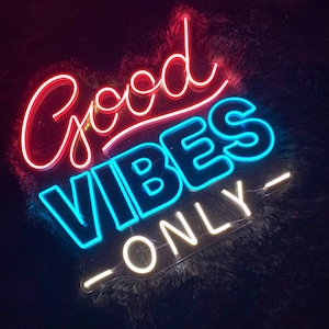 Good Vibes Led Sign Good Vibes Neon Sign Wall Decor Bar - Etsy