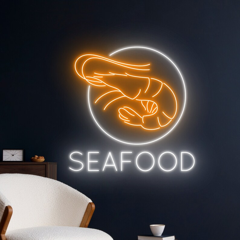 Seafood Shrimp Neon Sign, Sea Food Led Sign, Shrimp Led Light, Shrimp ...