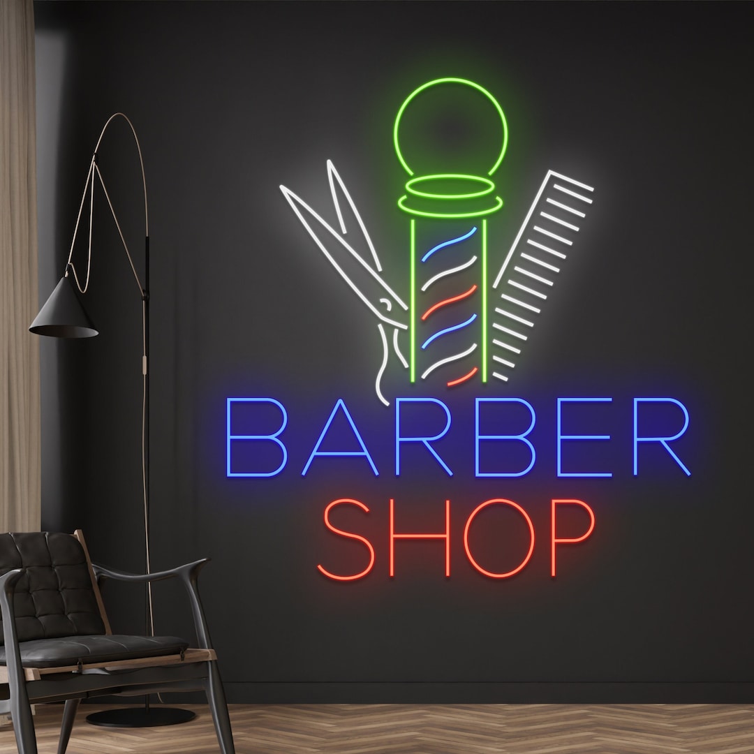 Custom Barber Shop Pole Led Sign, Barber Shop Neon Sign, Barber Led ...