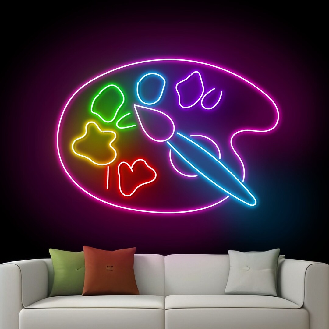 Paint Palette Neon Wall Sign, Paint Color Led Wall Light, Art Led Wall ...