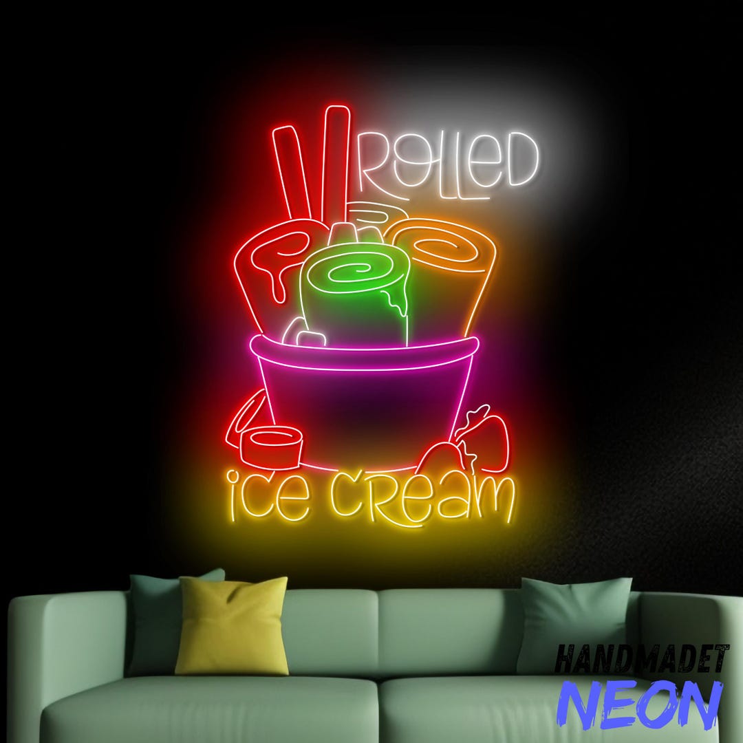 Rolled Ice Cream Neon Sign, Ice Cream Led Sign, Rolled Ice Cream Neon ...