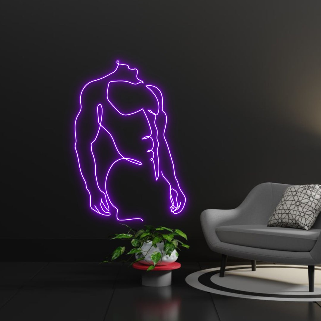 Man Body Led Sign, Man Body Neon Sign, Wall Decor, Man Body Led Light ...