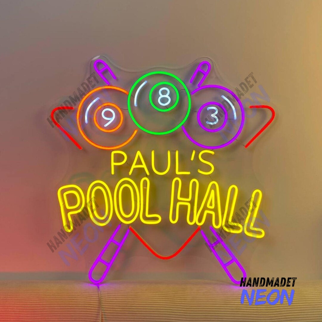 Pool Hall Neon Sign, Billiard Led Sign, Billiard Sport Neon Light ...
