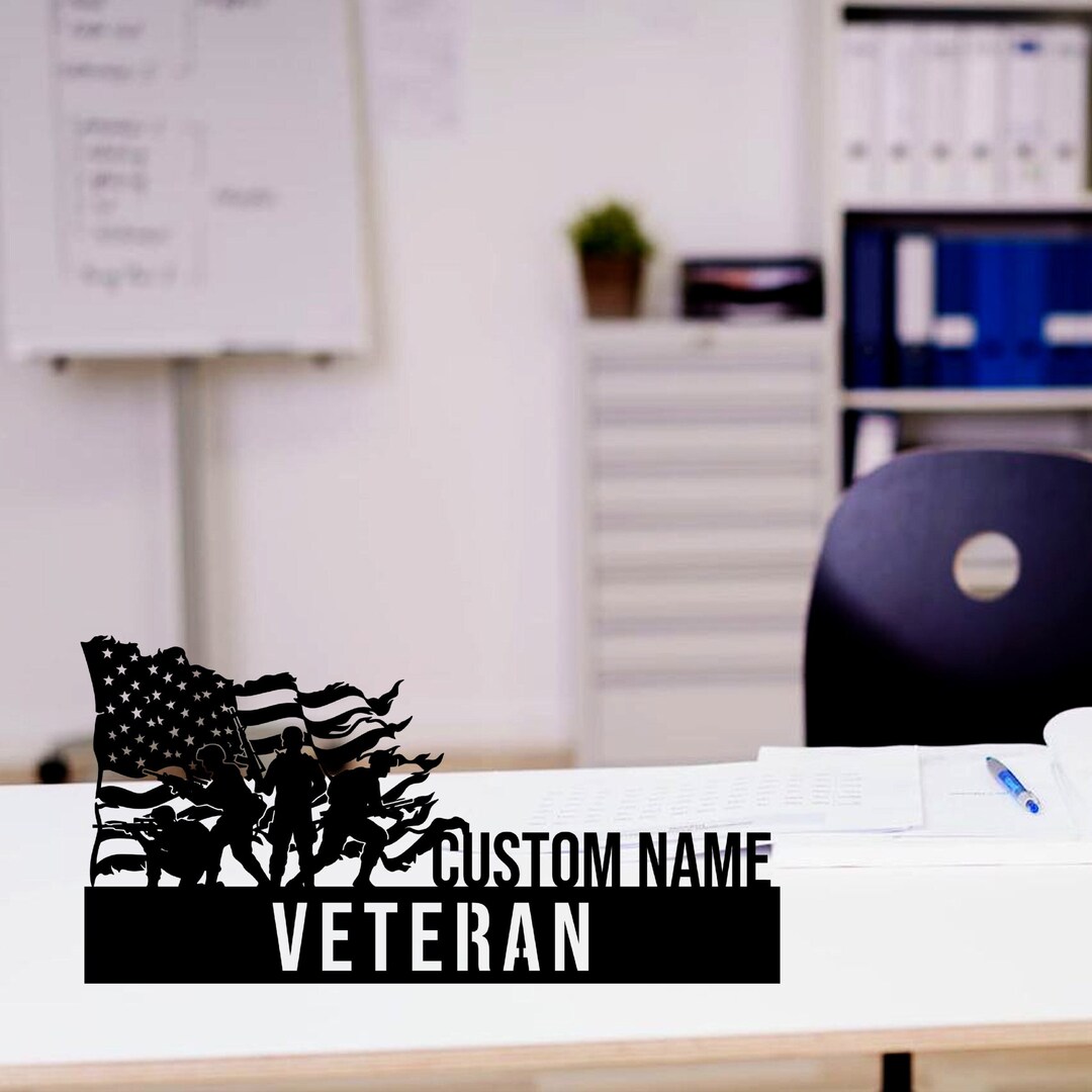 Custom Veteran Desk Name Plate, Veteran Metal Nameplate for Desk ...
