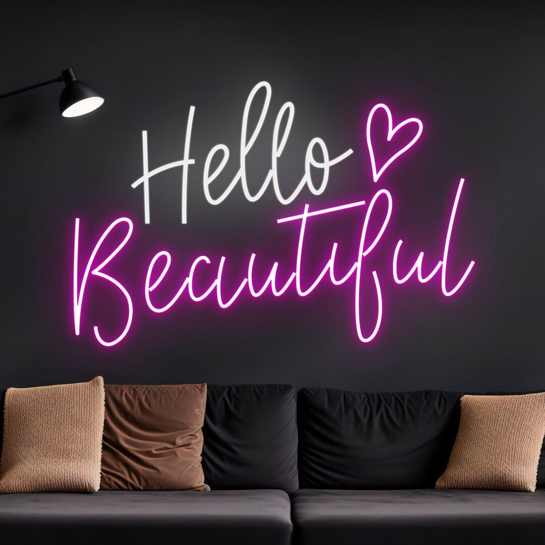 Custom Hello Beautiful Neon Sign, Custom Name LED Light, Home Room Wall ...