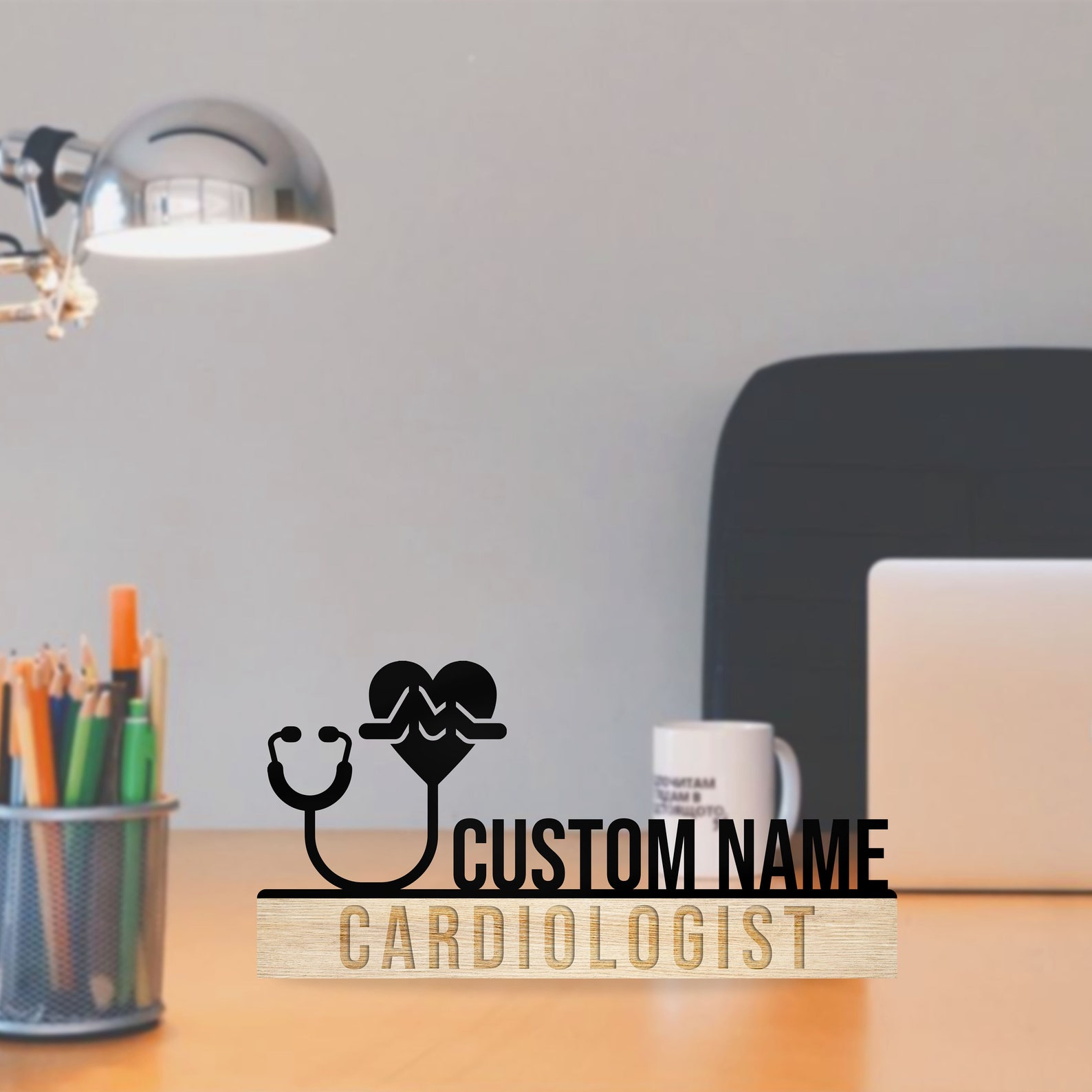 Custom Cardiologist Metal Desk Name Plate, Doctor Metal Job Name Plate ...