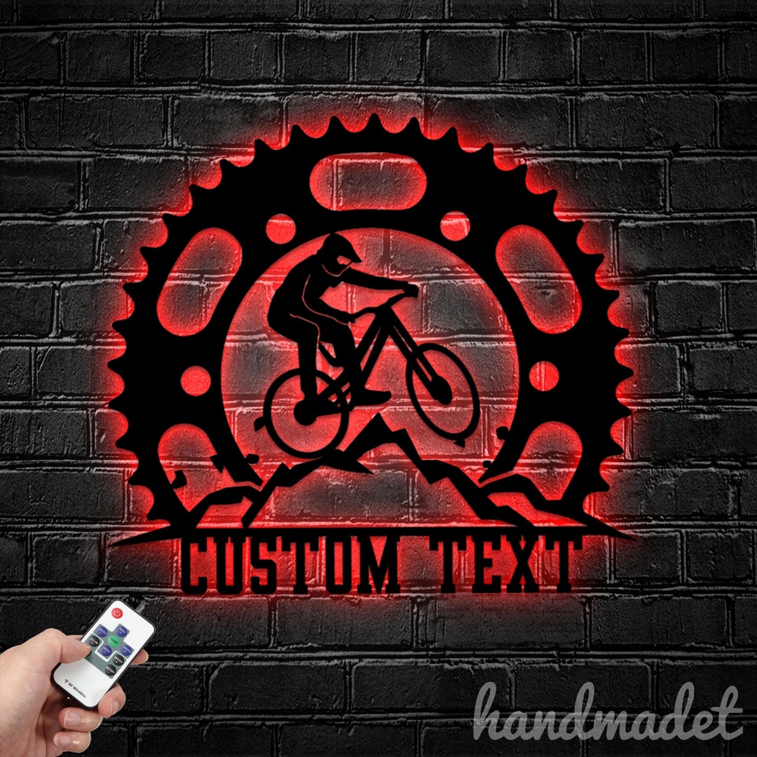Personalized Mountain Bike Metal Sign, Bicycle Metal Light, Cyclist ...