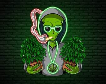 Alien Weed Neon Sign - Etsy