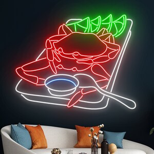 Seafood Crab Neon Sign, Crab Seafood Led Sign, Crab Led Light, Crab ...