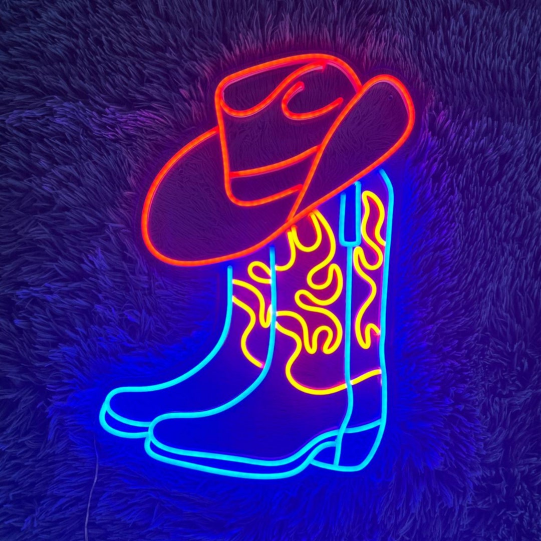 Cowboy Boots Led Sign, Cowboy Boots Led Sign, Wall Decor, Cowboys Neon ...