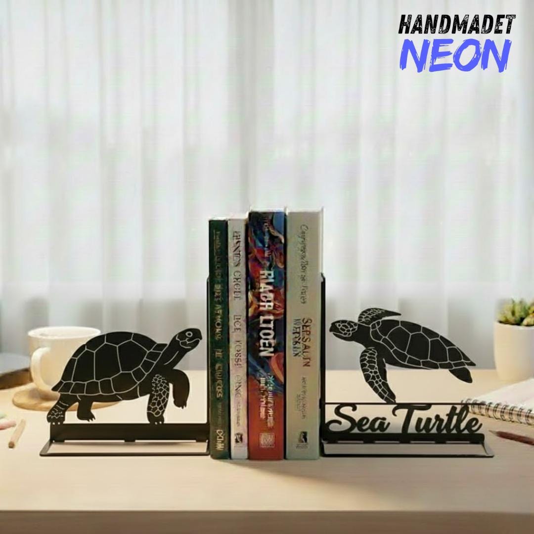 Personalized Sea Turtle Metal Bookends, Custom Name Metal Book Stopper ...