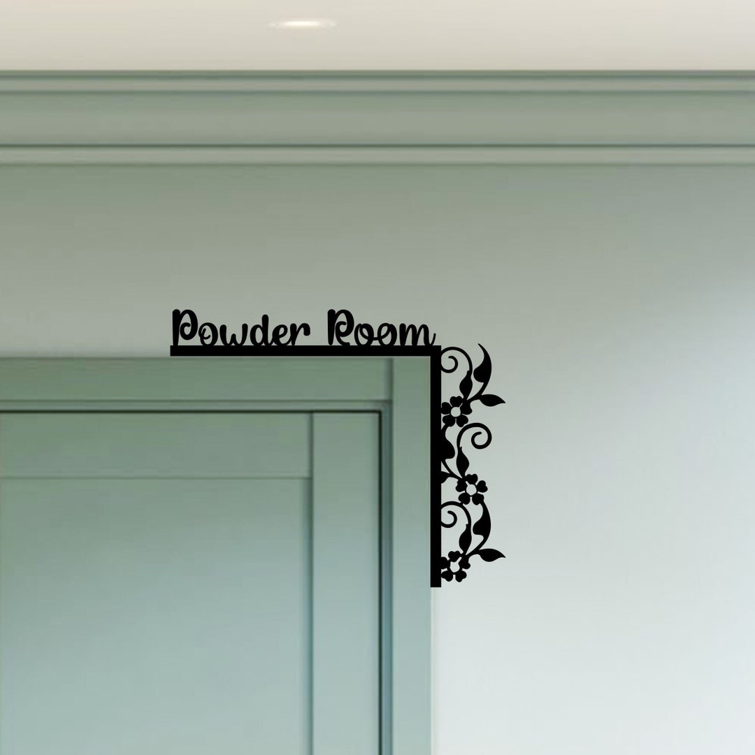 Personalized Powder Room Door Corner Sign, Powder Metal Door Topper ...