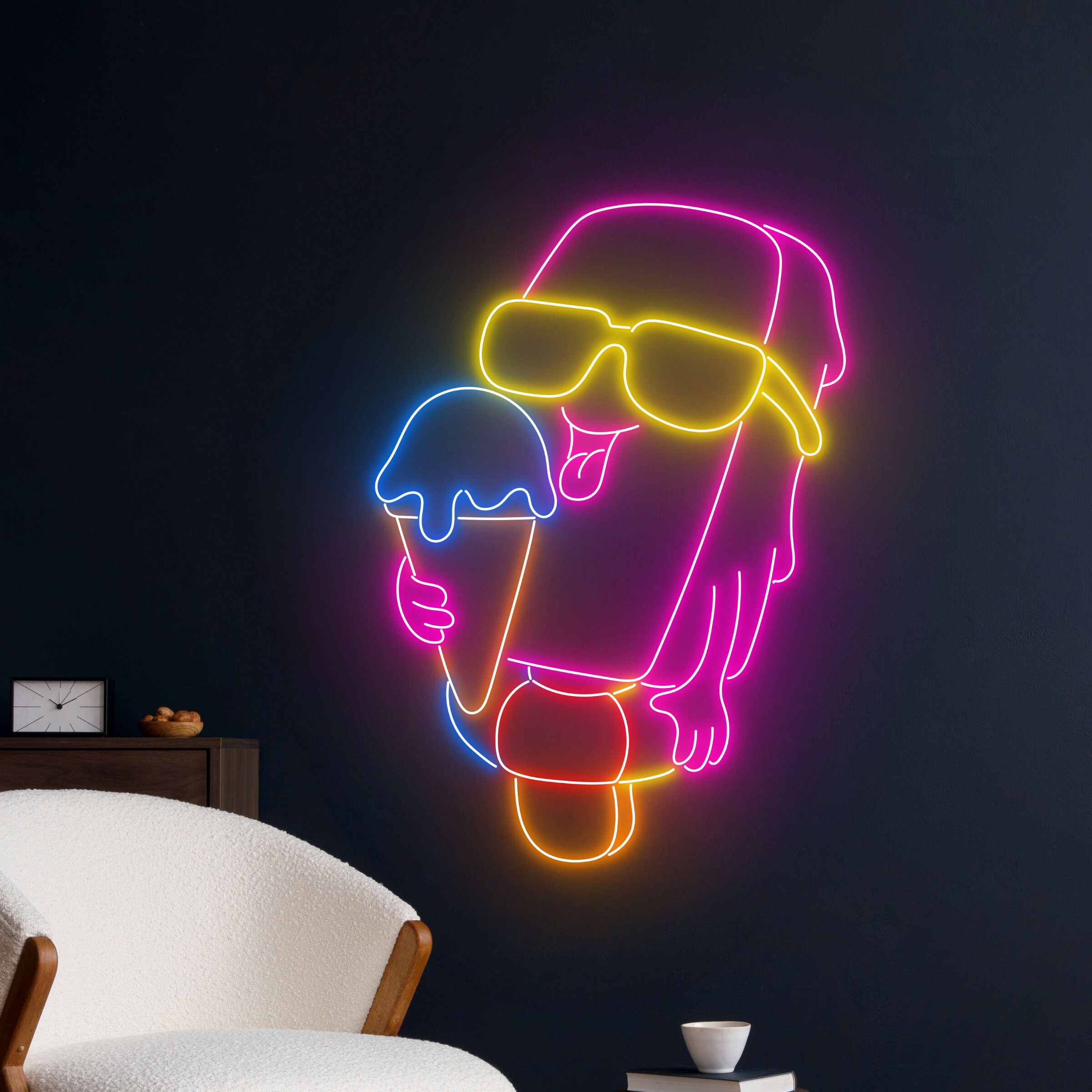 Ice Cream Neon Sign, Ice Cream Cone Neon Light, Ice Cream Stick LED ...