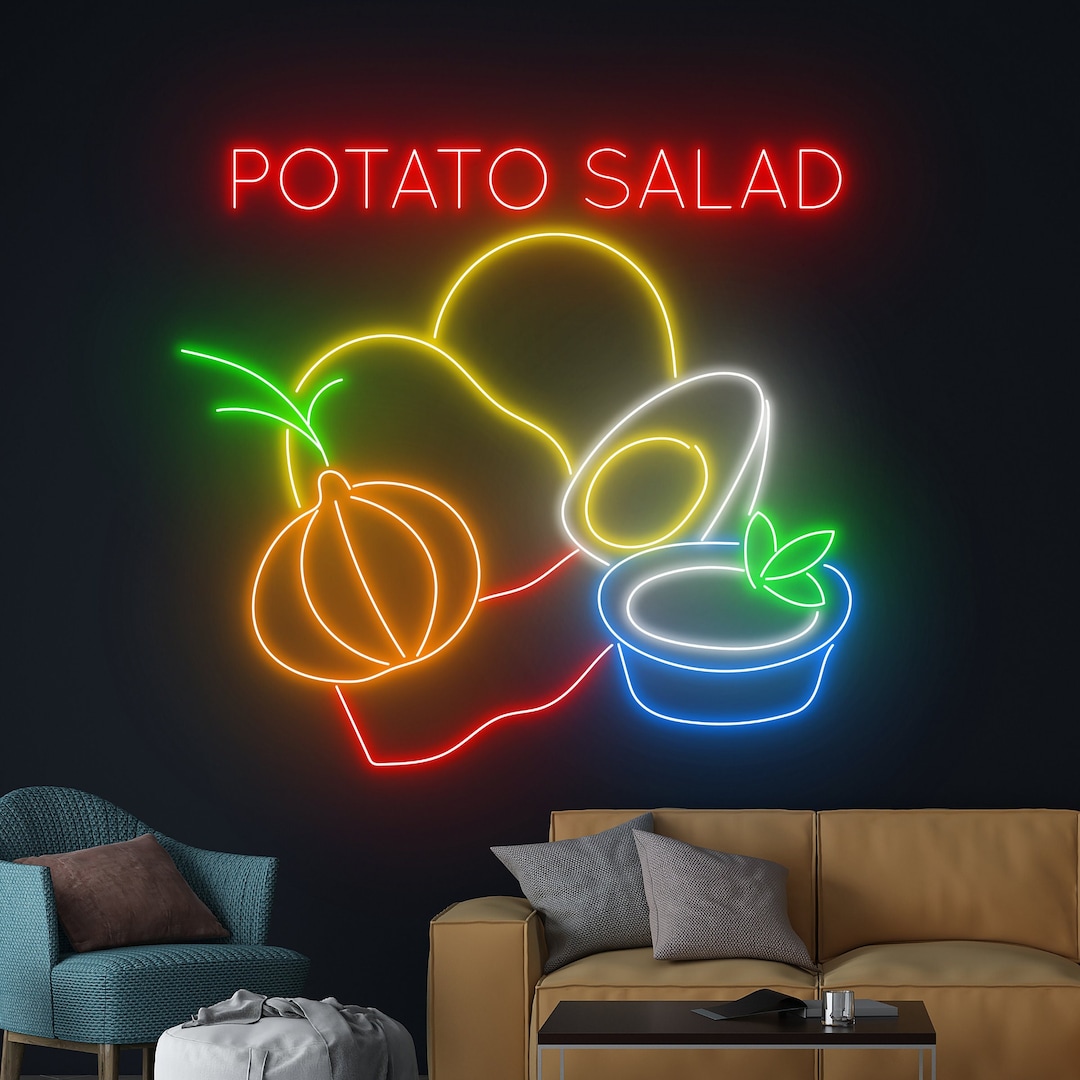 Potato Salad Neon Sign, Salad Neon Light, Potato Salad Dish Led Light ...