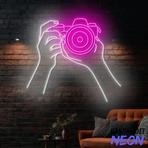 Hands Holding Camera Neon Sign, Camera Led Sign, Photographer Led Light ...