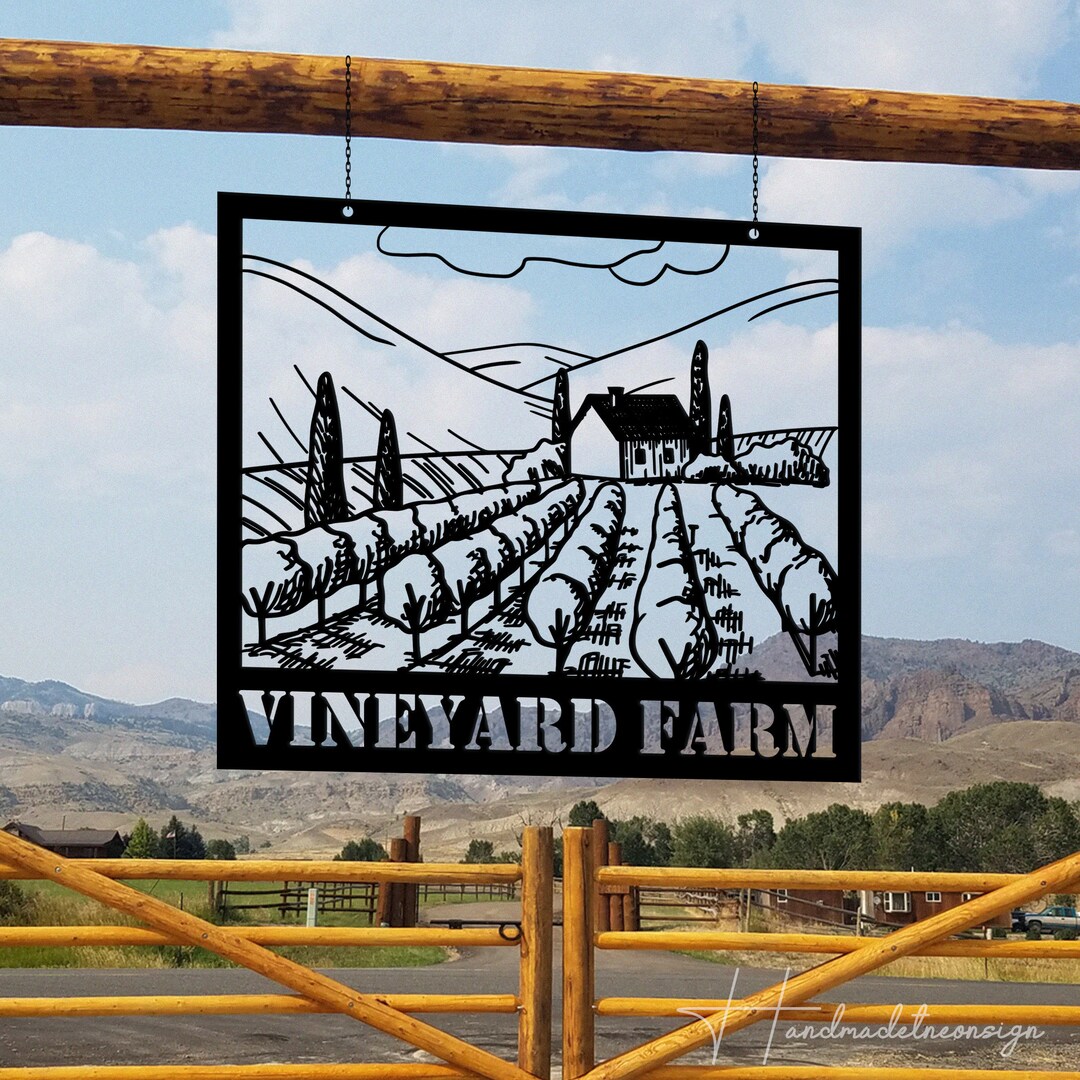 Custom Outdoor Vineyard Farm Metal Wall Art Hanging - Personalized ...