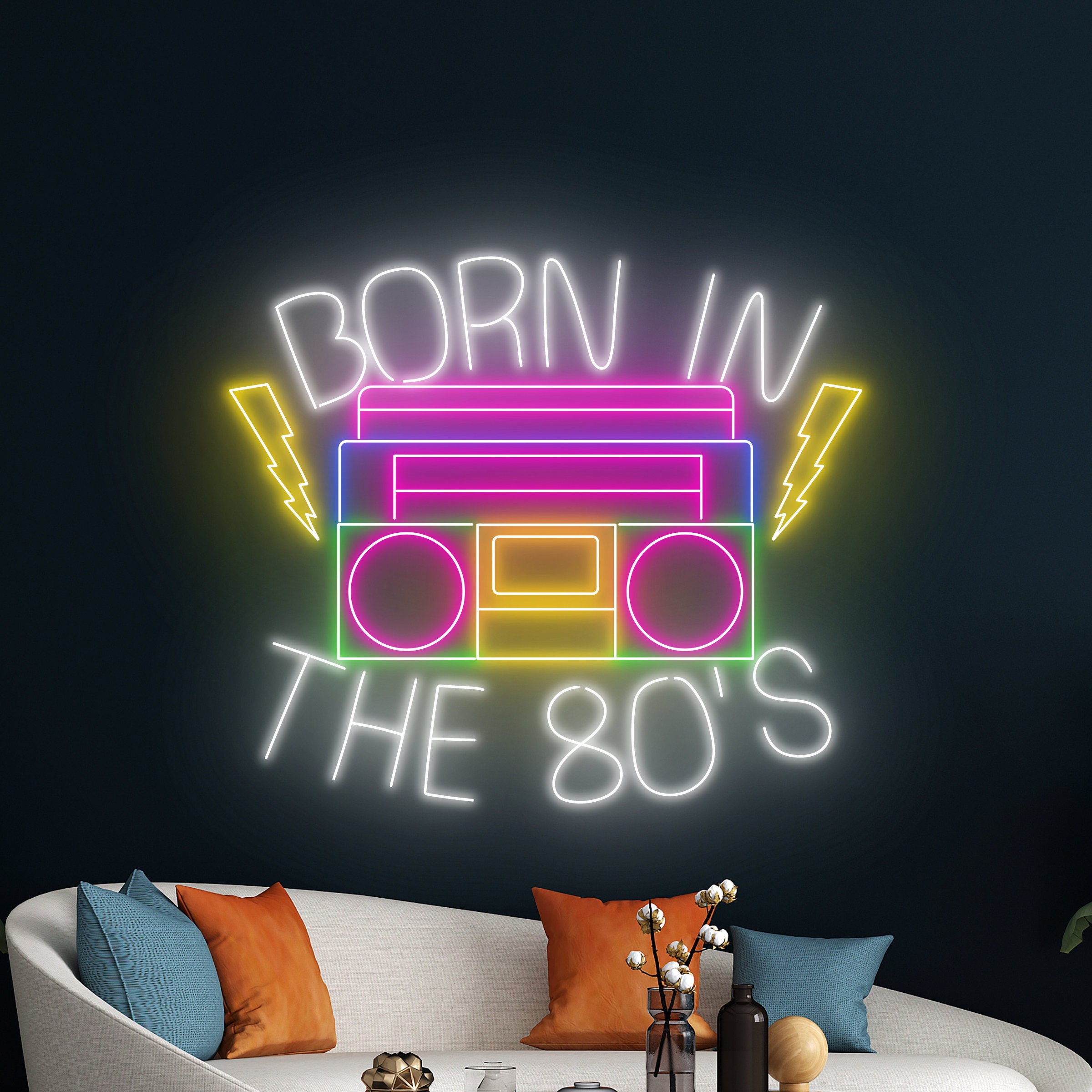 Born in the 80's Neon Sign, Cassette Tape Led Sign, Radio Neon Light ...