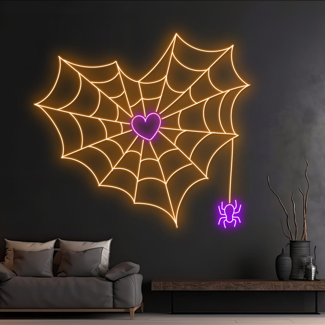 Custom Heart Spider Web Neon Light, Love Spider Web Led Light, Spider ...