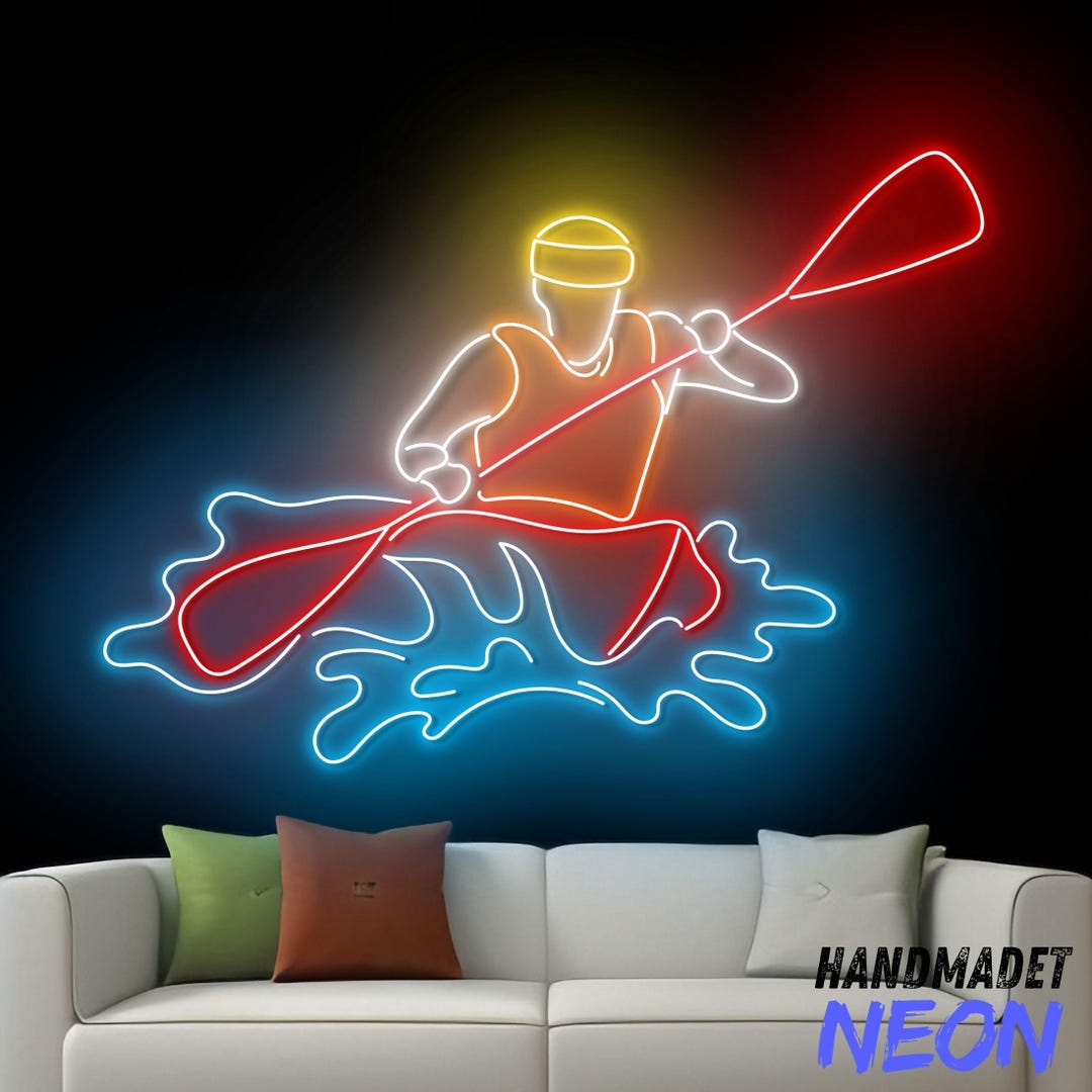 Rafting Neon Sign, Rowing Led Sign, Man Rowing Led Light, Rowing Boat ...
