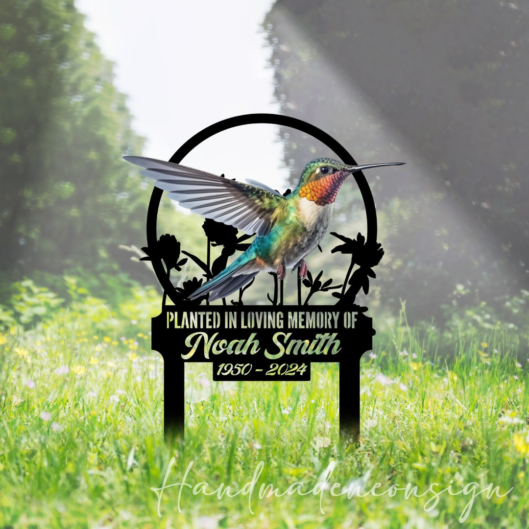 Custom Hummingbird Memorial Stake, Hummingbird Metal Stakes ...