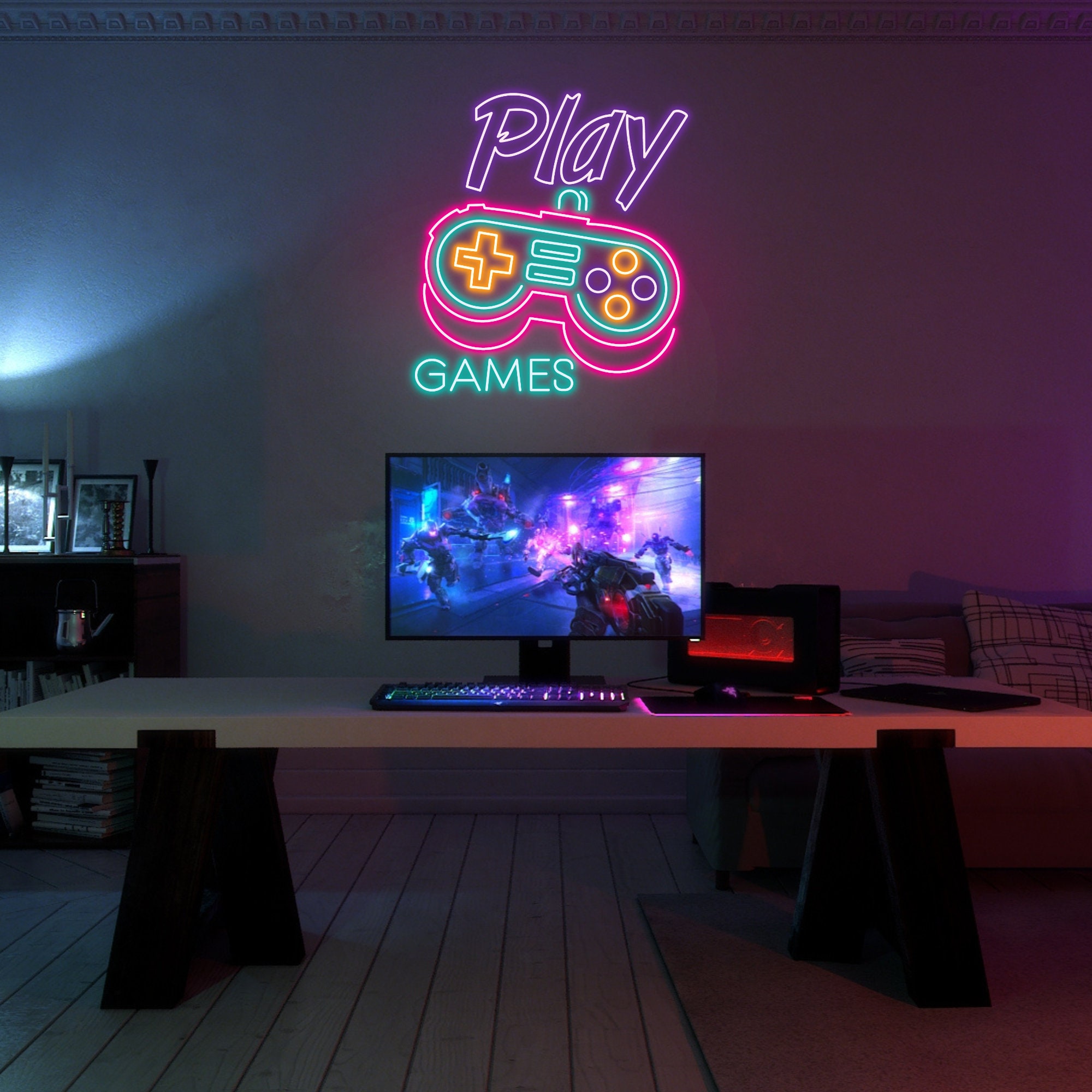 Controller Neon Sign Game Room Led Sign Game Led Sign - Etsy