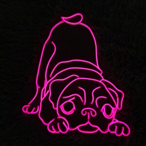 Pug Yoga Pose Led Sign, Pug Dog Neon Sign, Wall Decor, Cute Pug Led ...
