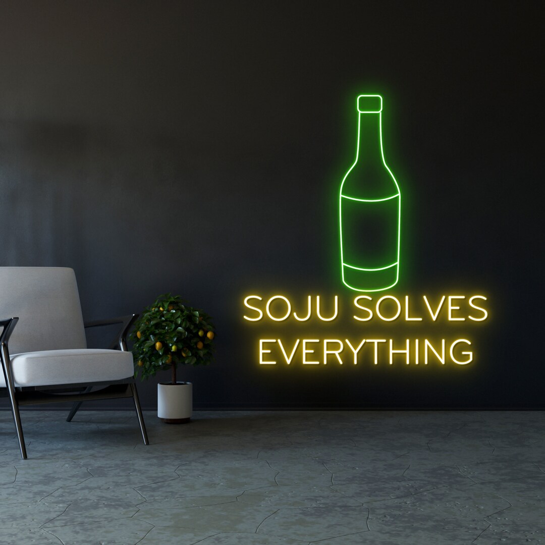Soju Solves Everything Led Sign, Soju Led Lights, Soju Neon Sign ...