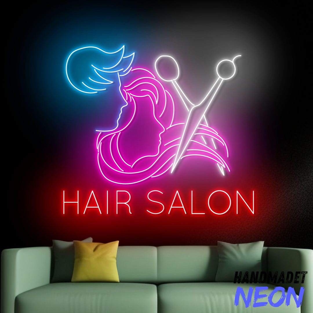 Hair Salon Open Neon Sign, Hairdresser Led Sign, Hair Neon Light, Hair ...