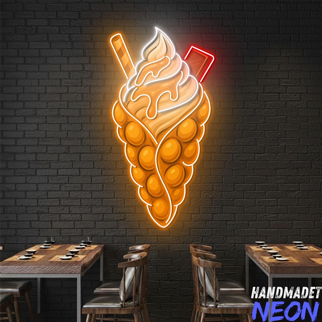 Waffle Neon Sign for Bakery Shop Wall Decor, Ice Cream Led Light ...