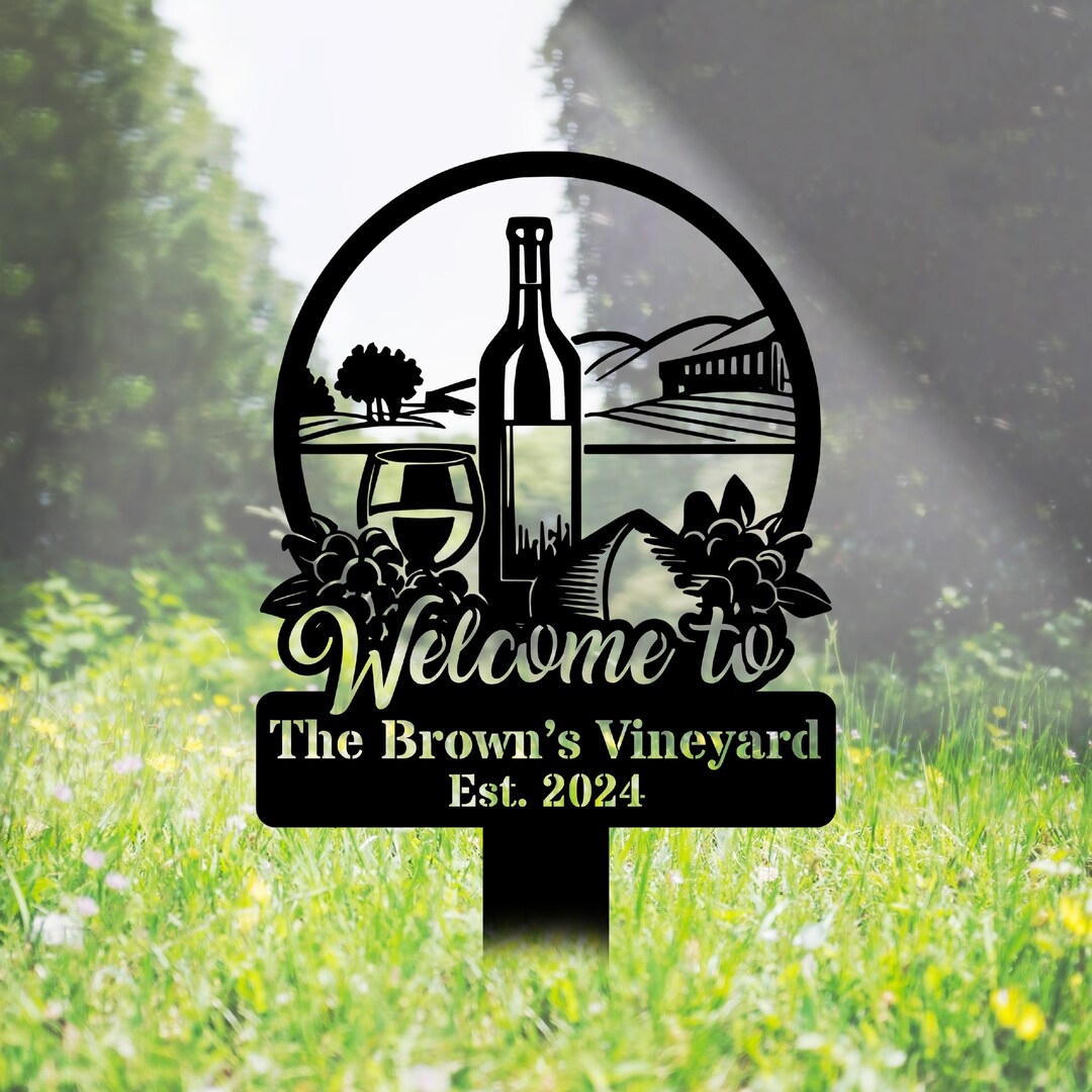 Custom Grape Wine Memorial Stake, Vineyard Metal Sign, Personalized ...