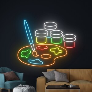 Art Gallery Led Sign, Palette Neon Light, Paintbrush Neon Sign, Studio ...