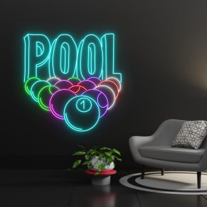 Billiard Pool Neon Sign, Billiards Pool Led Sign, Arcade Led Sign ...