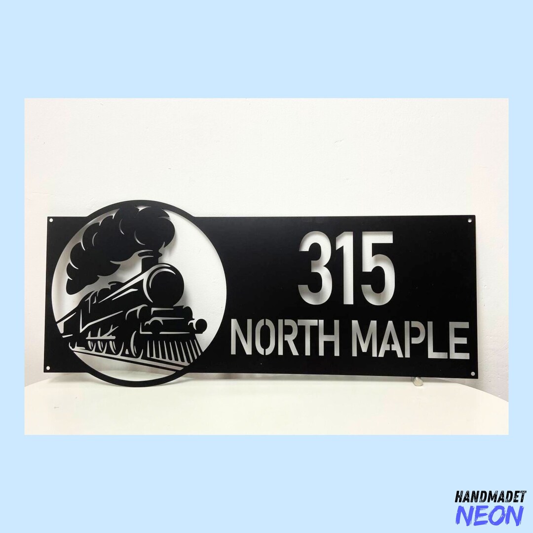 Personalized Train House Number Metal Sign, Train Home Number Metal ...