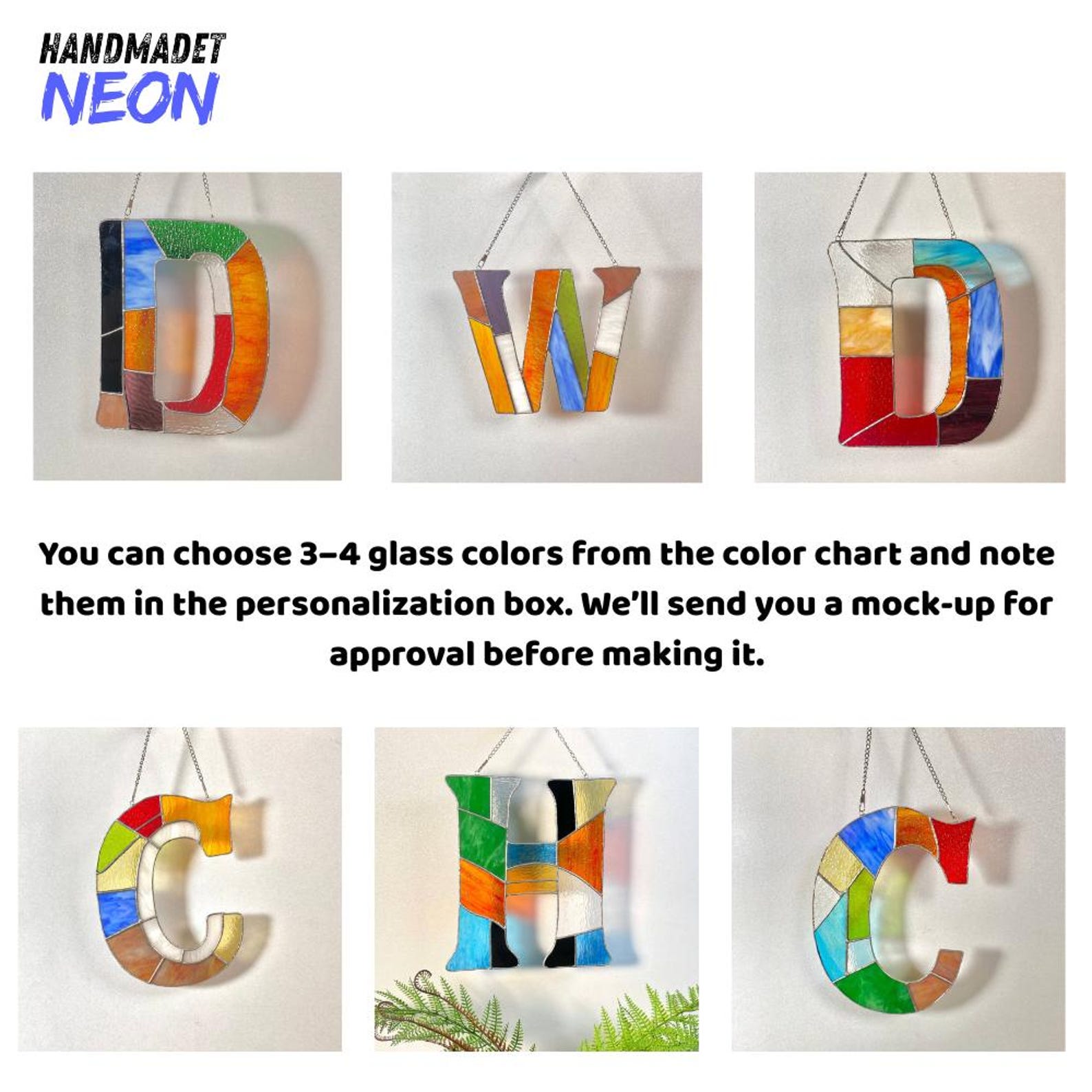 Personalized Monogram Stained Glass: Initial Hanging Letters, Handmade ...