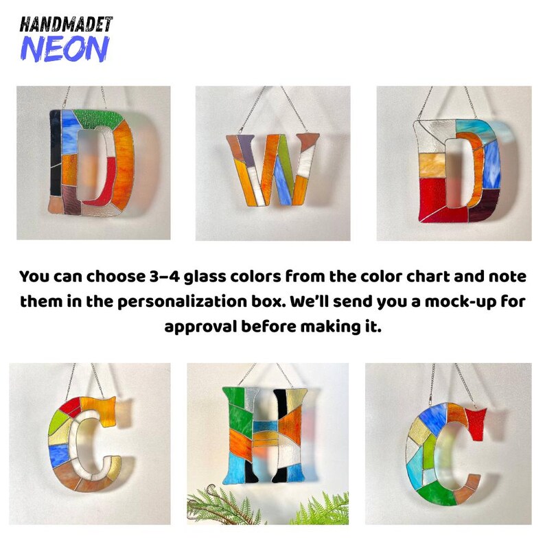 Personalized Monogram Stained Glass: Initial Hanging Letters, Handmade ...