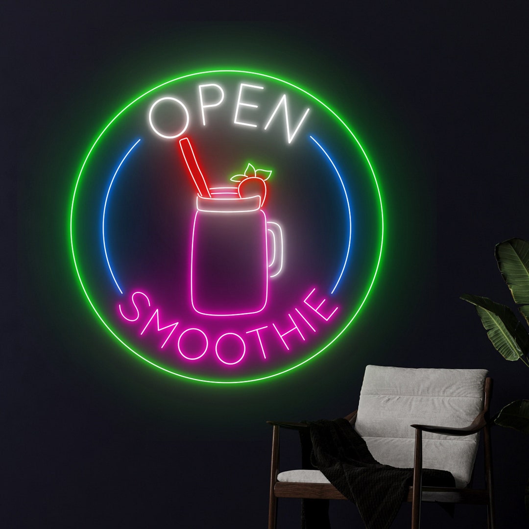 Open Smoothie Neon Sign, Smoothie LED Light, Smoothie Fruit Neon Light ...